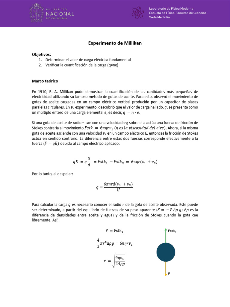 Experimento Millikan | PDF | Electromagnetismo | Fenomeno fisico