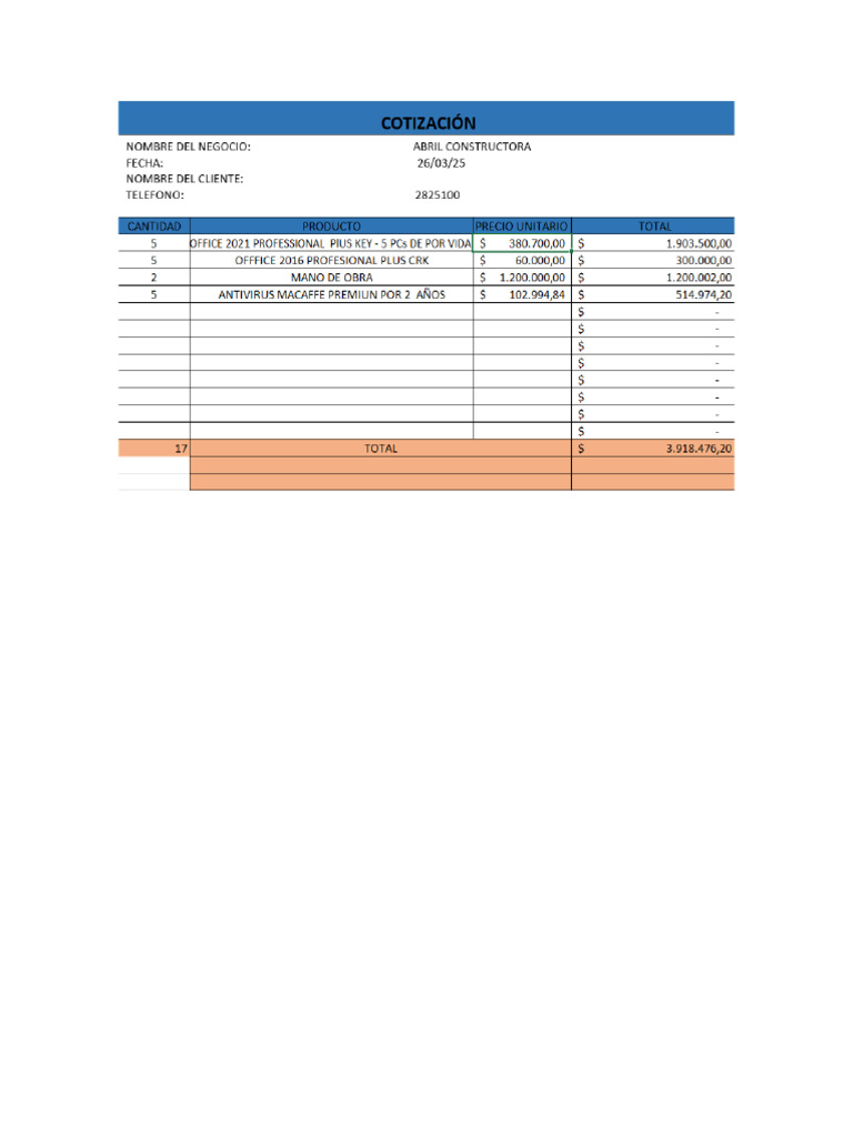 PDF Cotizacion | PDF