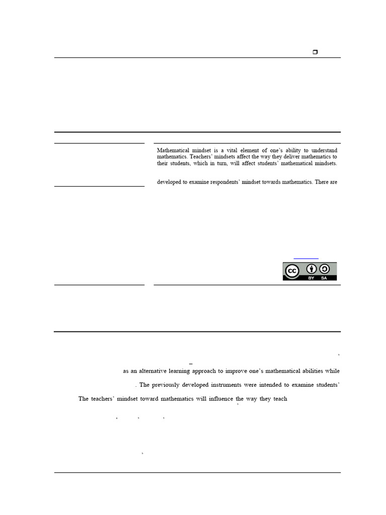 Development of mathematical mindset scale for mathematics education ...