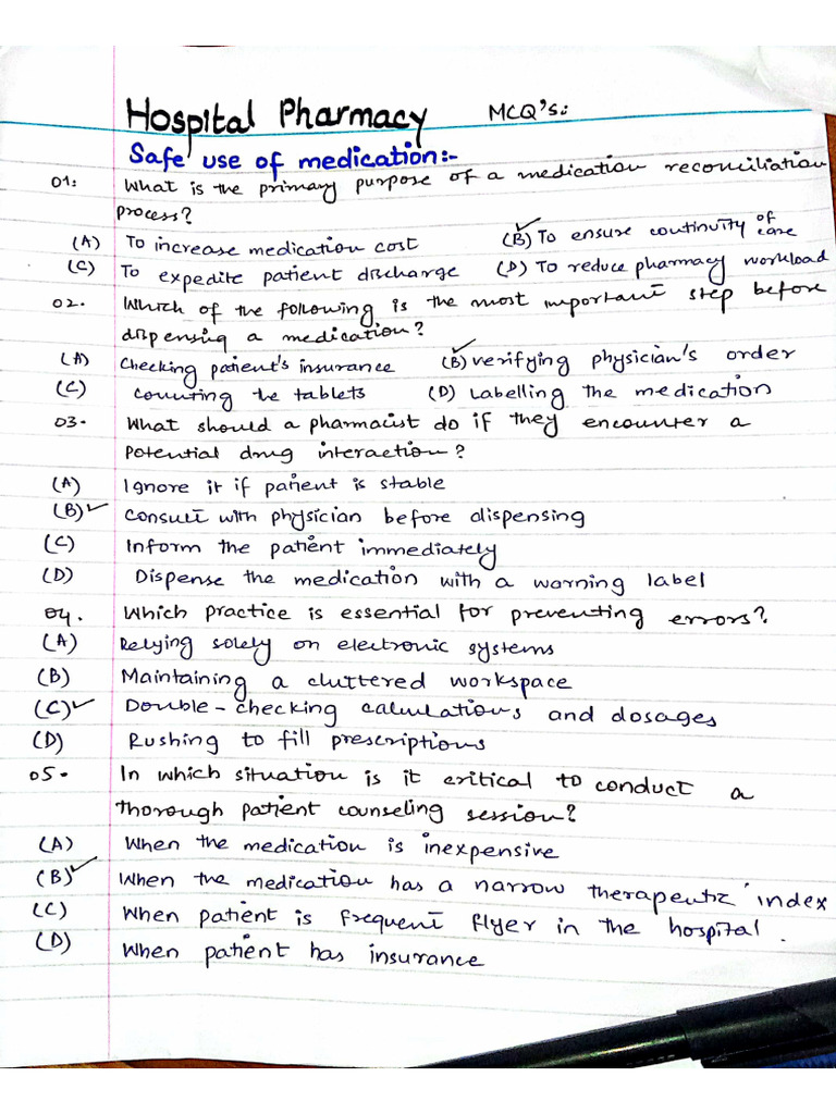 Hospital Pharmacy Short Notes | PDF