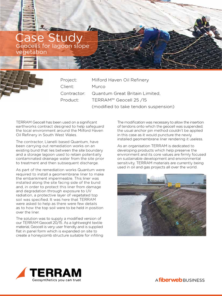 Geocells For Lagoon Slope Vegetation Murco Oil Refinery Geocell25 15 ...