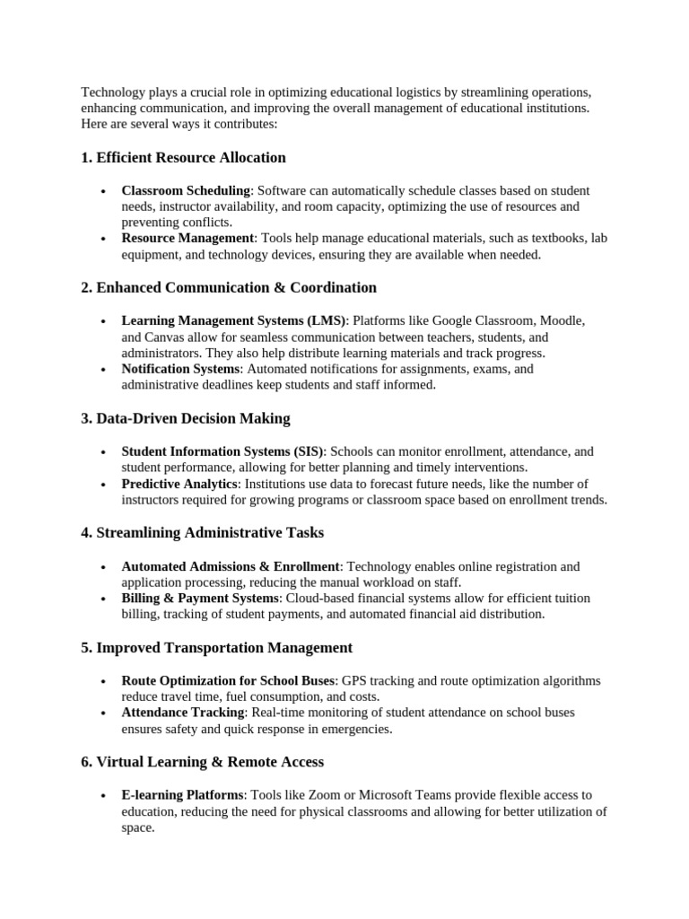 Technology Plays A Crucial Role in Optimizing Educational Logistics by ...