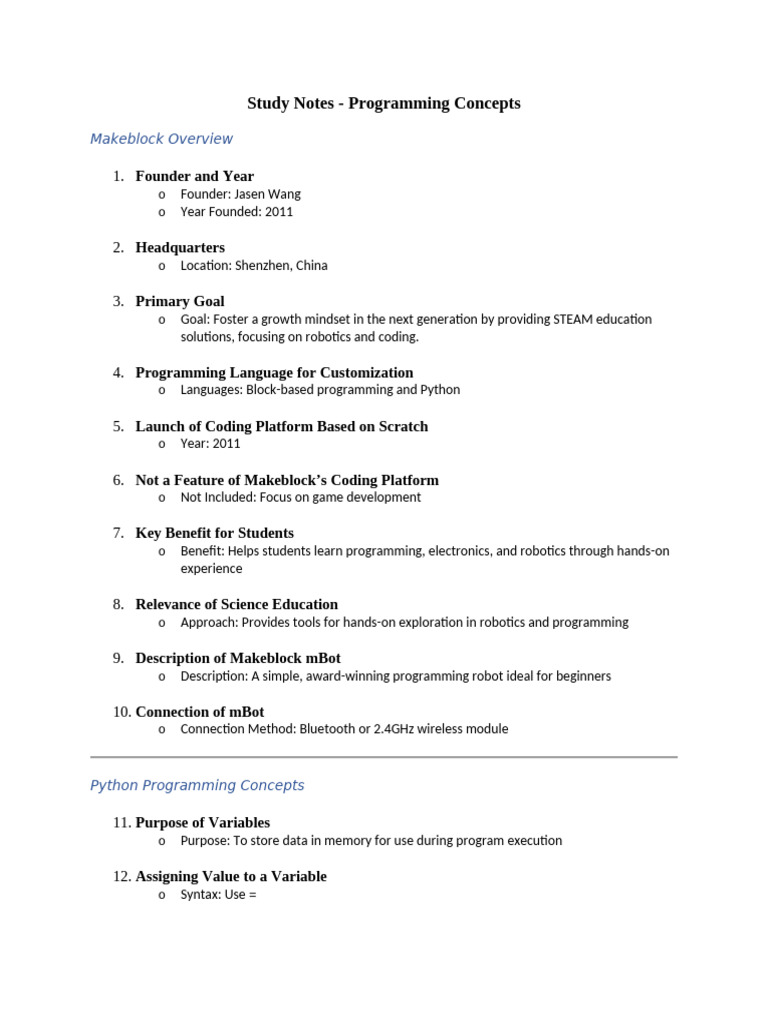 Study Notes in 3rd Quarter ELectronics and Robotics | PDF | Computer ...