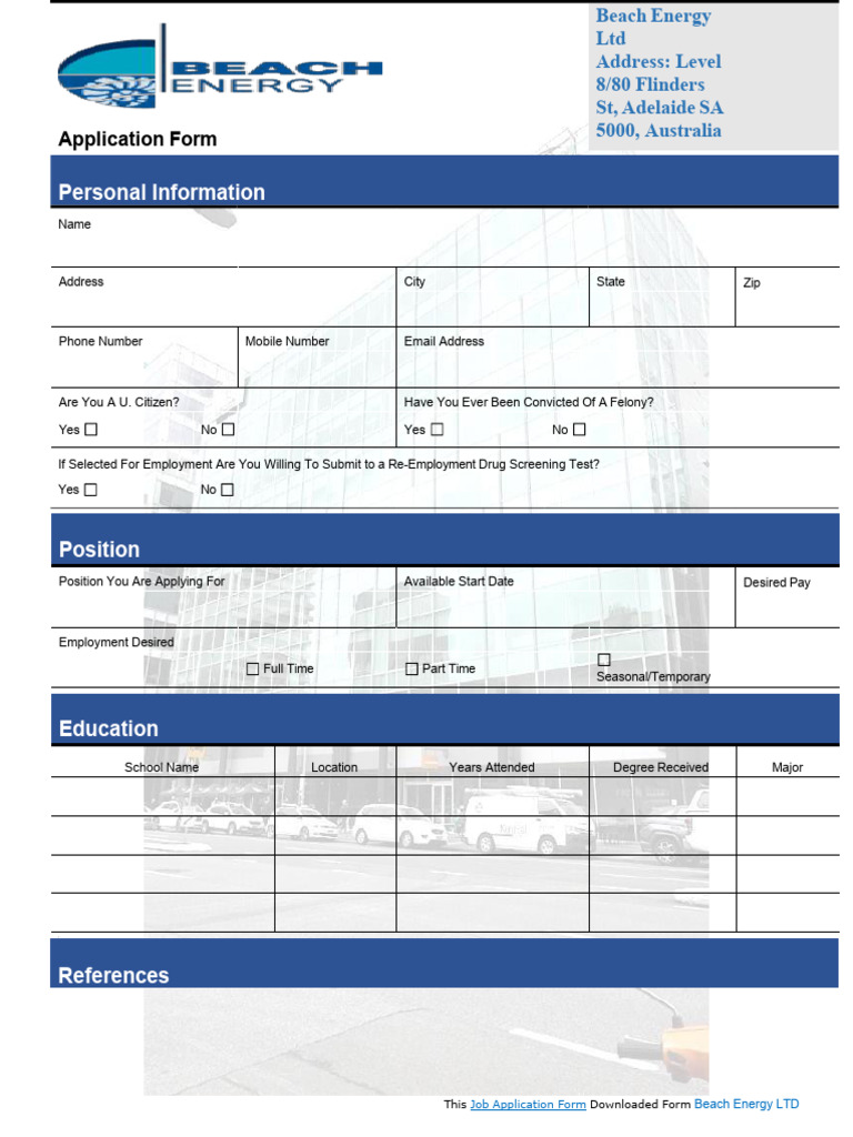 Beach Energy Ltd-Job-Application-Form | PDF