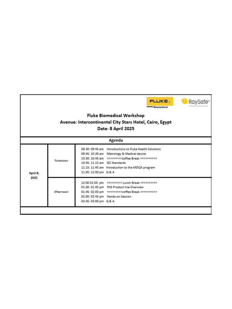 Fluke Day Egypt Agenda | PDF