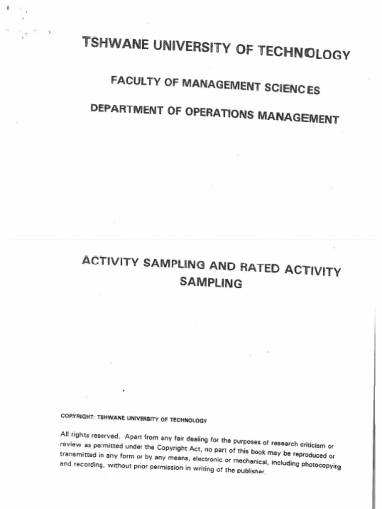 Activity Sampling and Rated Activity Sam | PDF