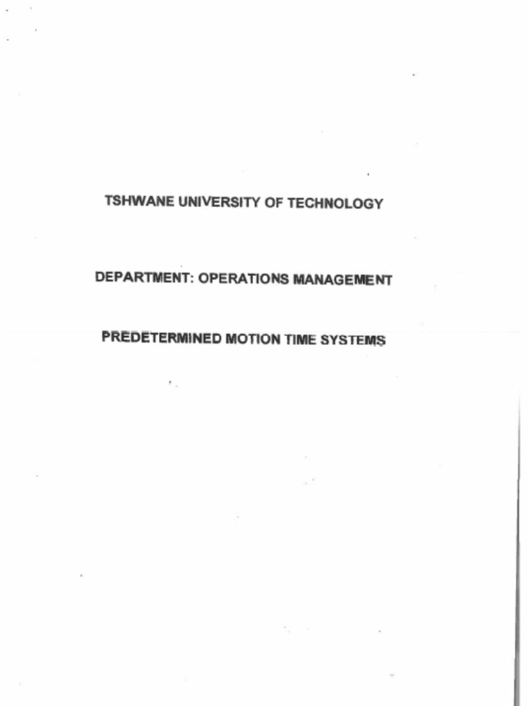 Predetermined Motion Time Systems | PDF