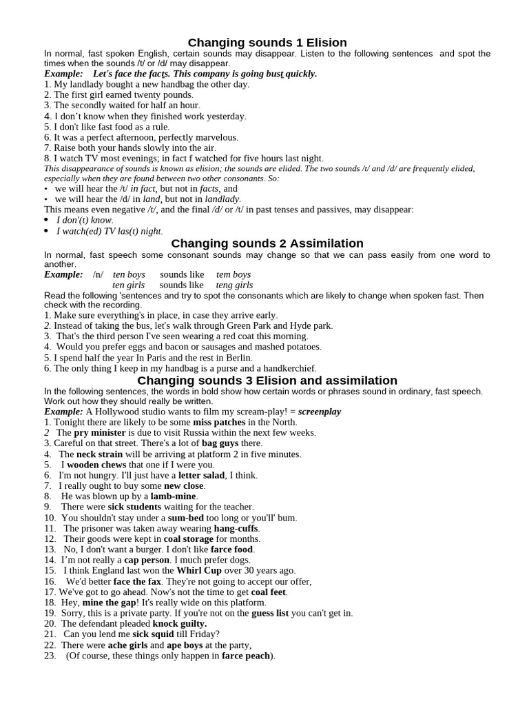 Elision and Assimilation in Fast Speech | PDF | Phonetics | Linguistics