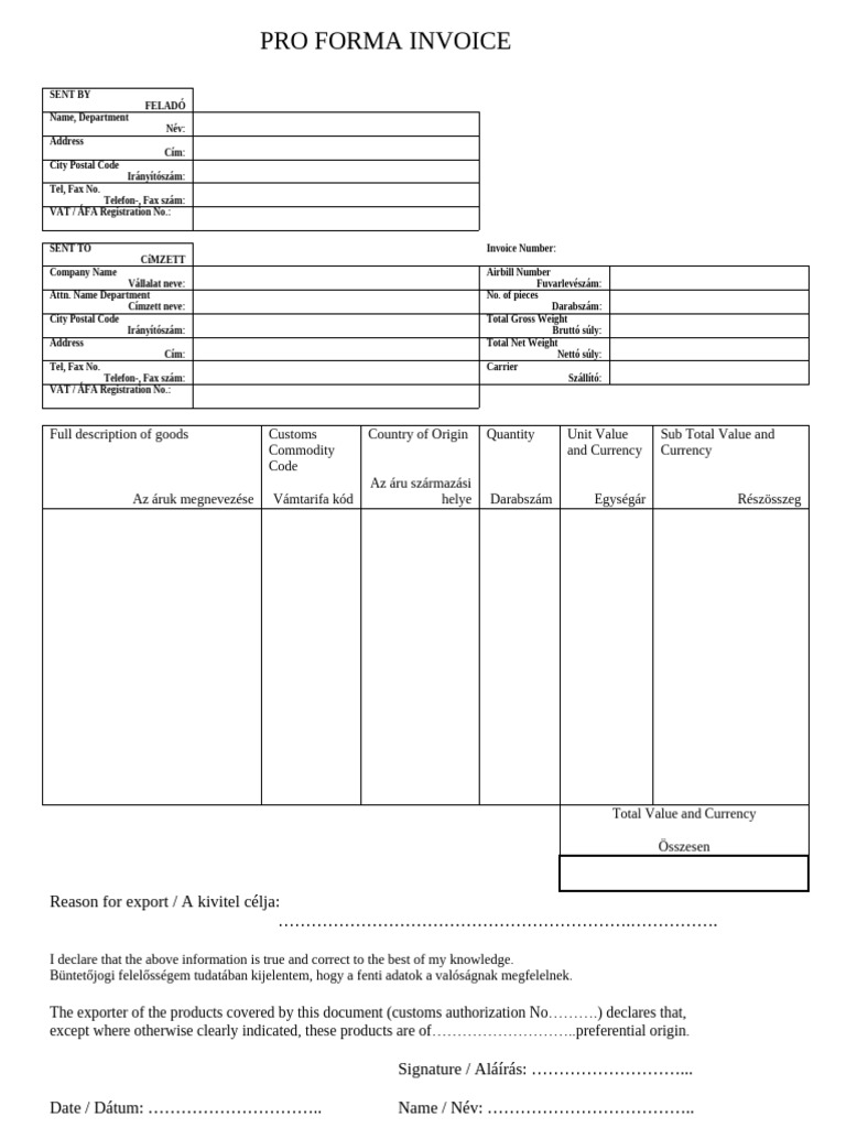 Pro Forma Invoice Ups | PDF