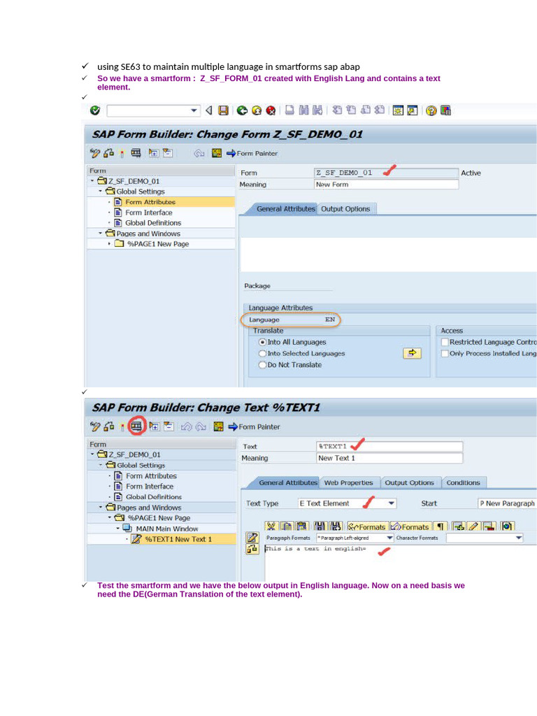 Using SE63 To Maintain Multiple Language in Smartforms Sap Abap | PDF