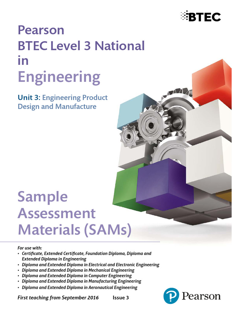 Sample Assessment Material Unit 3 Product Design and Manufacture | PDF | Diploma