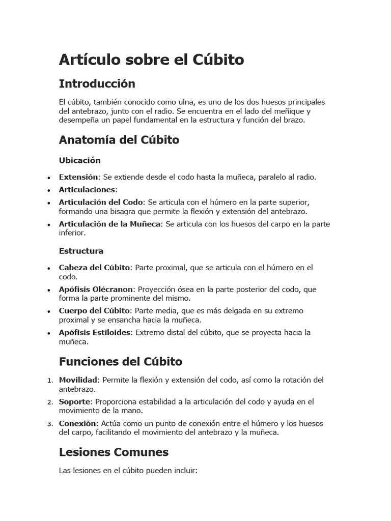 Artículo Sobre El Cúbito | PDF | Codo | Articulación