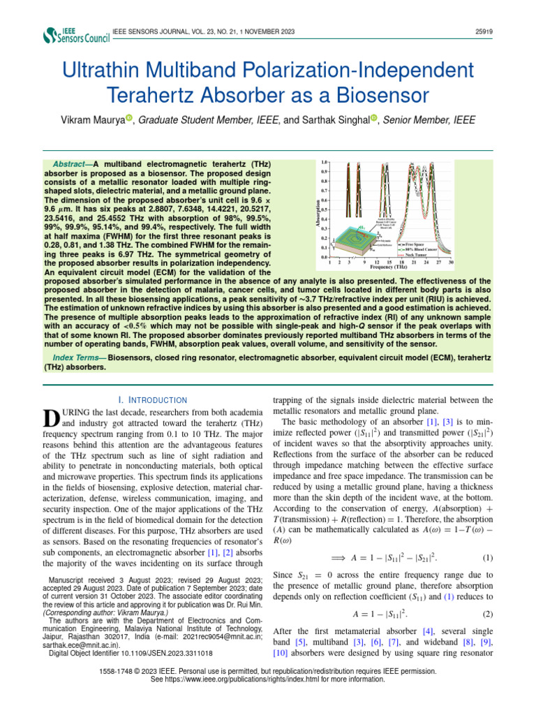Ultrathin_Multiband_Polarization-Independent_Terahertz_Absorber_as_a_Biosensor | PDF | Terahertz ...