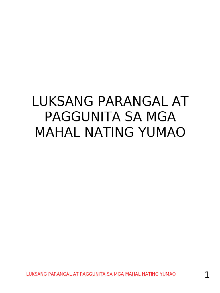 Luksang Parangal at Paggunita Sa Mga Mahal Nating Yumao | PDF