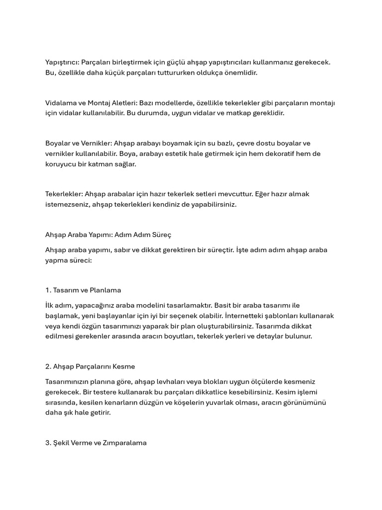 Ahşap Araba Yapımı 2 | PDF