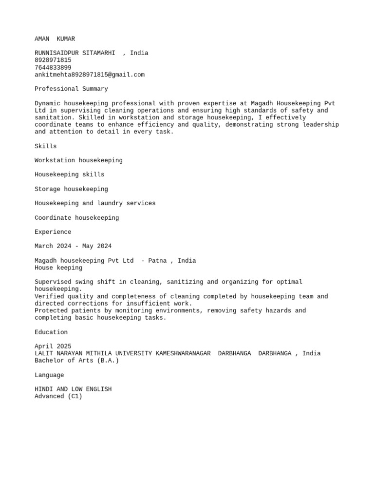 Aman Kumar Resume | PDF