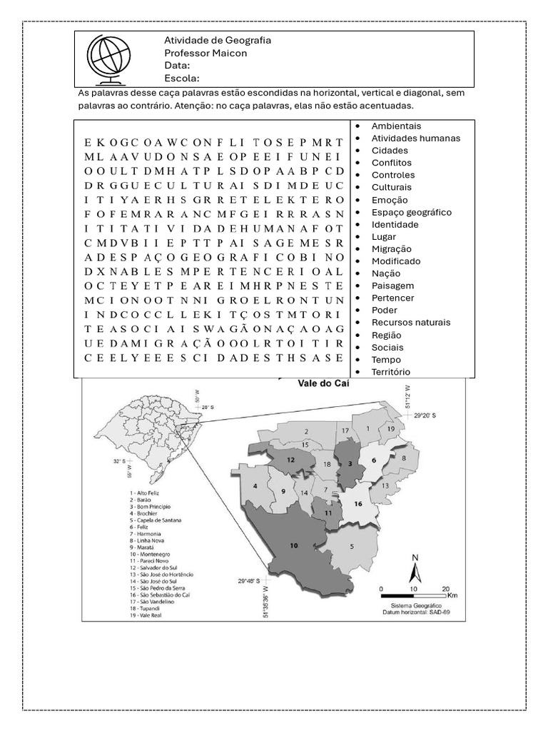 Espaço Geográfico - Caça Palavras | PDF Espaço Geográfico - Caça Palavras | PDF
