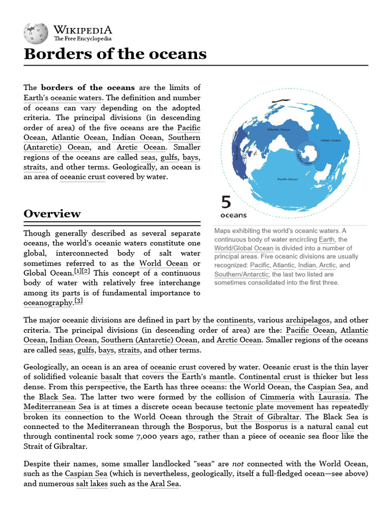 Borders of The Oceans - Wikipedia | PDF | Oceans | Applied And ...
