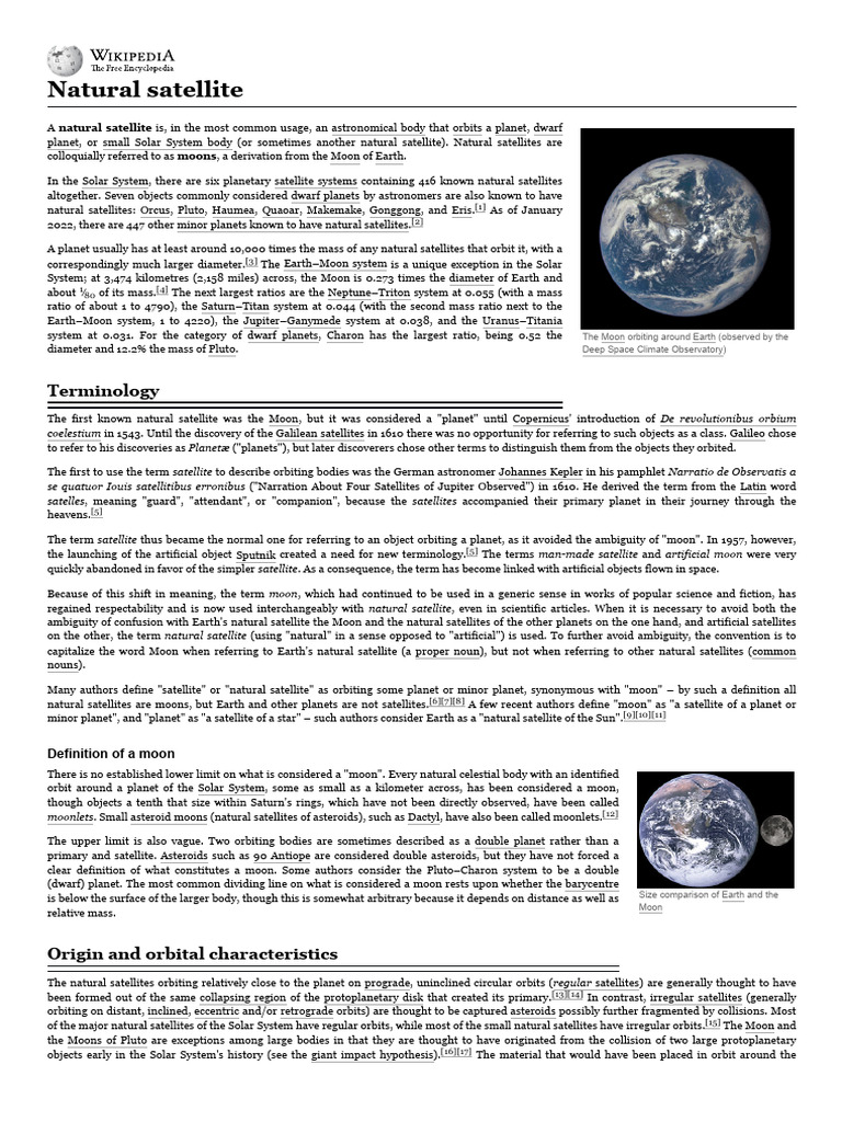 Natural Satellite - Wikipedia | PDF | Natural Satellite | Planets