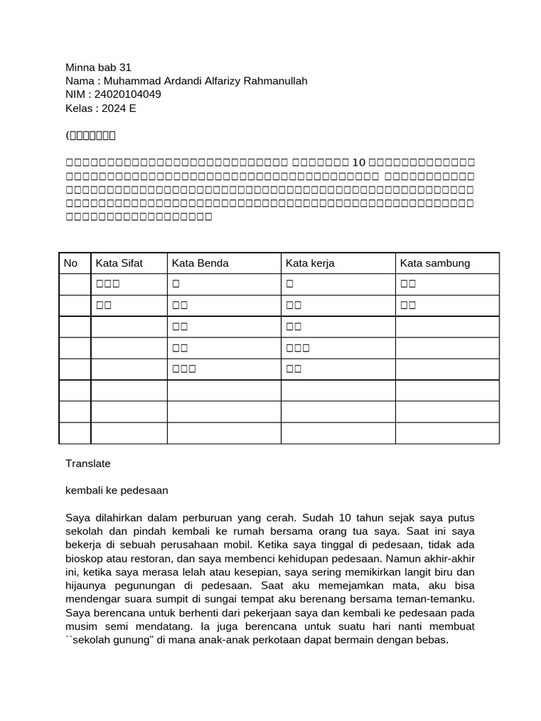 Rencana Kembali ke Pedesaan | PDF
