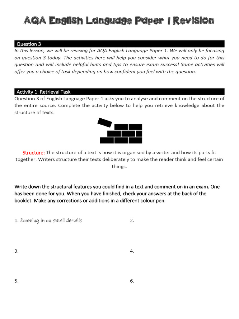 AQA English Language Paper 1 Revision | PDF | Silence