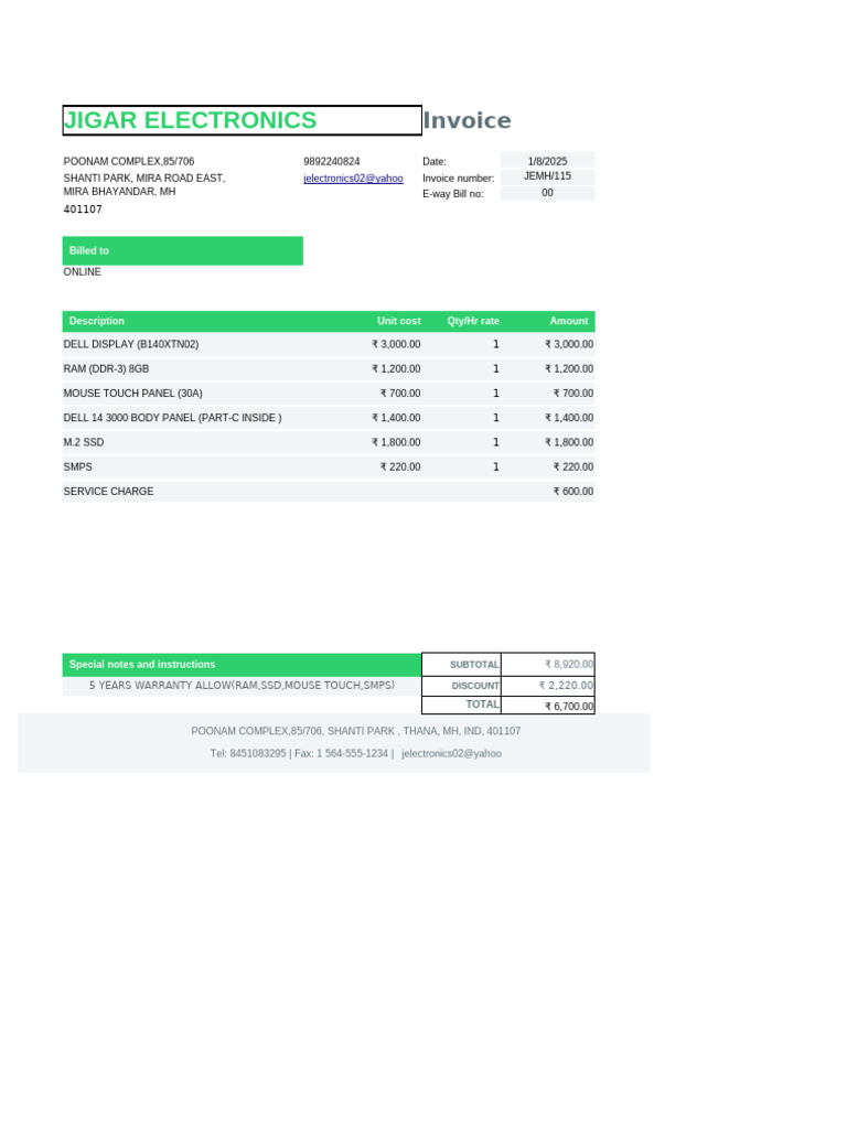 IMP Invoice Template Excel22 | PDF