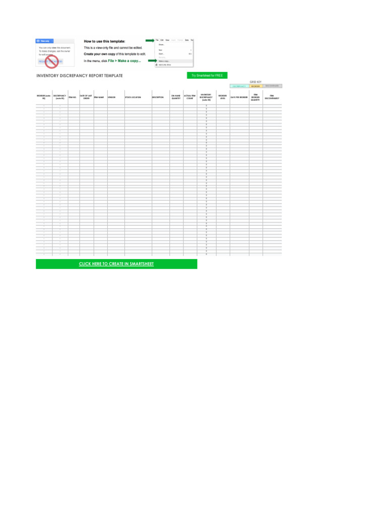 IC Inventory Discrepancy Report Template - Google - Sheets | PDF ...