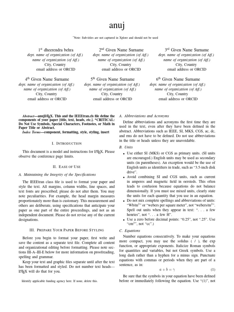 IEEE Conference Template 1 | PDF | Bracket | International System Of Units