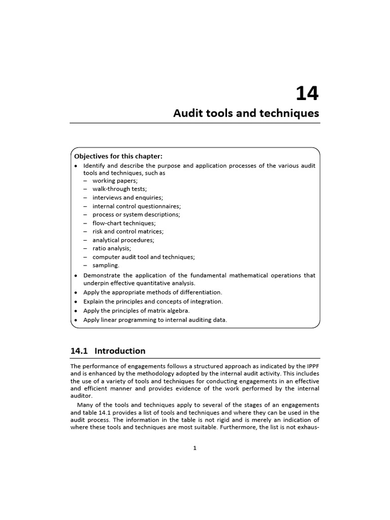 Internal Audit Tools and Techniques Guide | PDF | Audit | Internal Audit