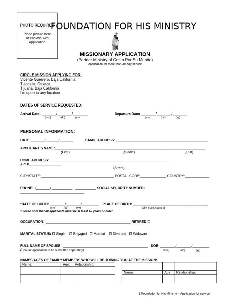 Missionary Application for Service | PDF | Jesus | Ministry Of Jesus