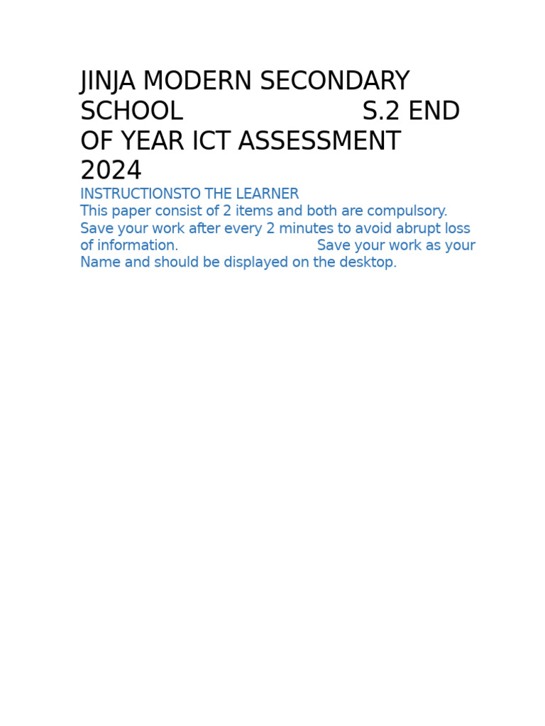 Jinja Modern Secondary School S | PDF