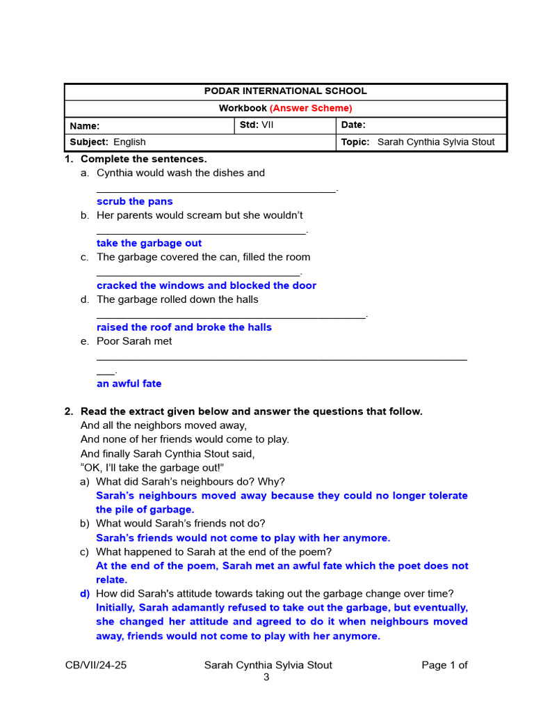 Sarah Cynthia Sylvia Stout: Q&A Guide | PDF | Reuse | Recycling