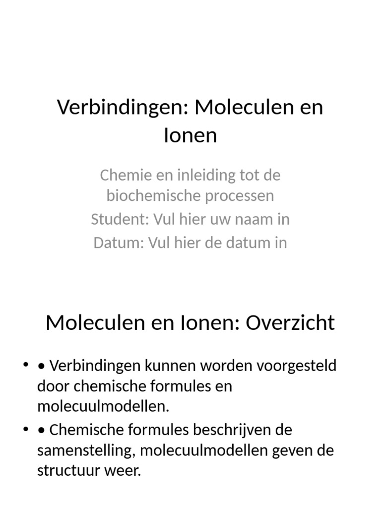 Verbindingen Moleculen Ionen Presentation | PDF