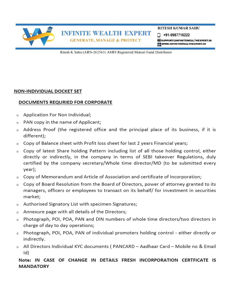 KYC Documents for Private Limited Companies | PDF