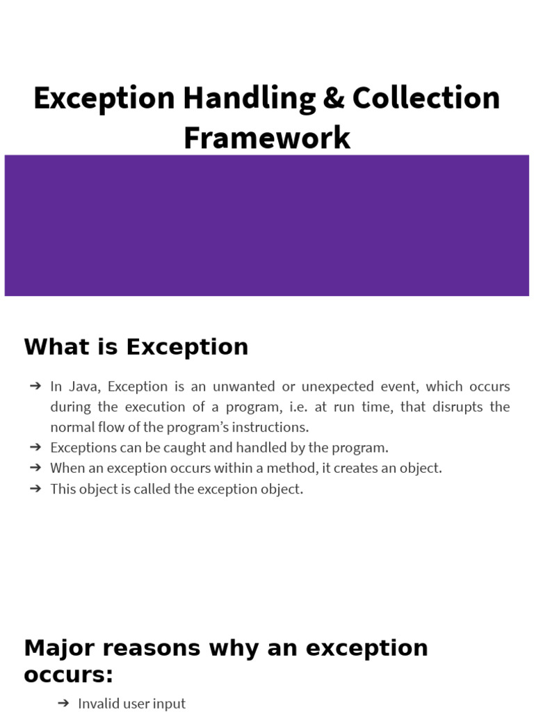 Exception Handling Collection Framework | PDF | Computer Program ...