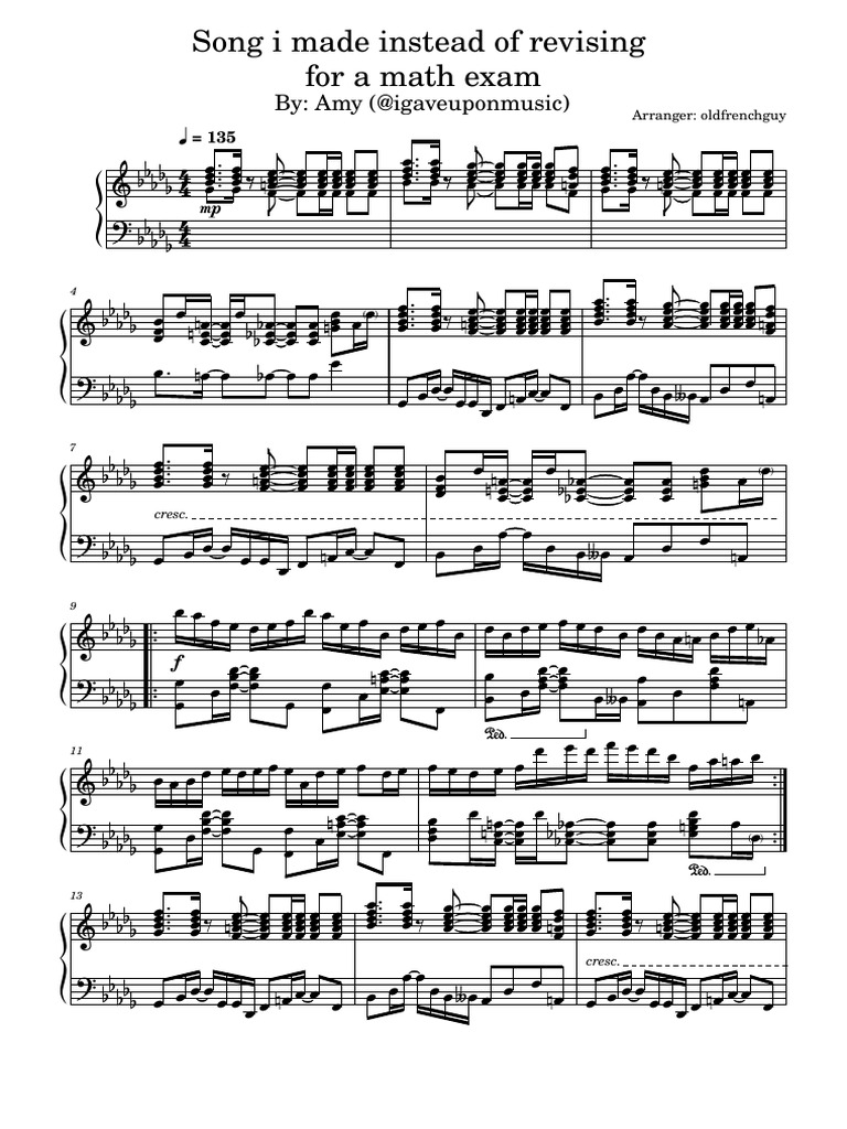 Song I Made Instead of Revising For A Math Exam | PDF
