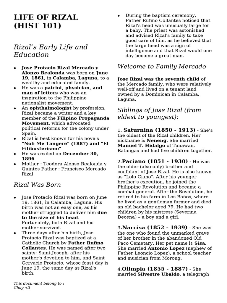Life of Rizal Midterms Reviewer | PDF | Philippines | Spanish East Indies