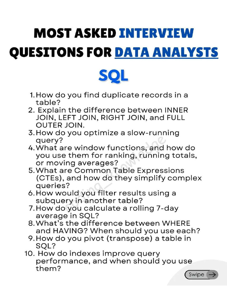 Most Asked Interview Questions for Data Analyst | PDF