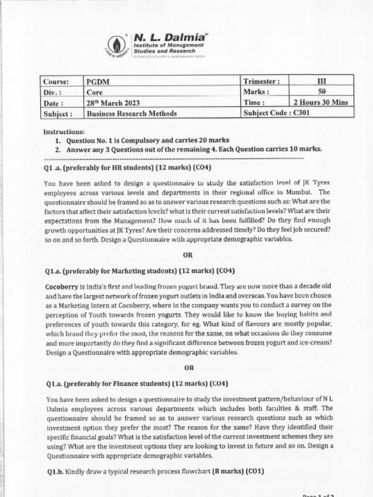 Pgdm - Tri - III (Brm) | PDF