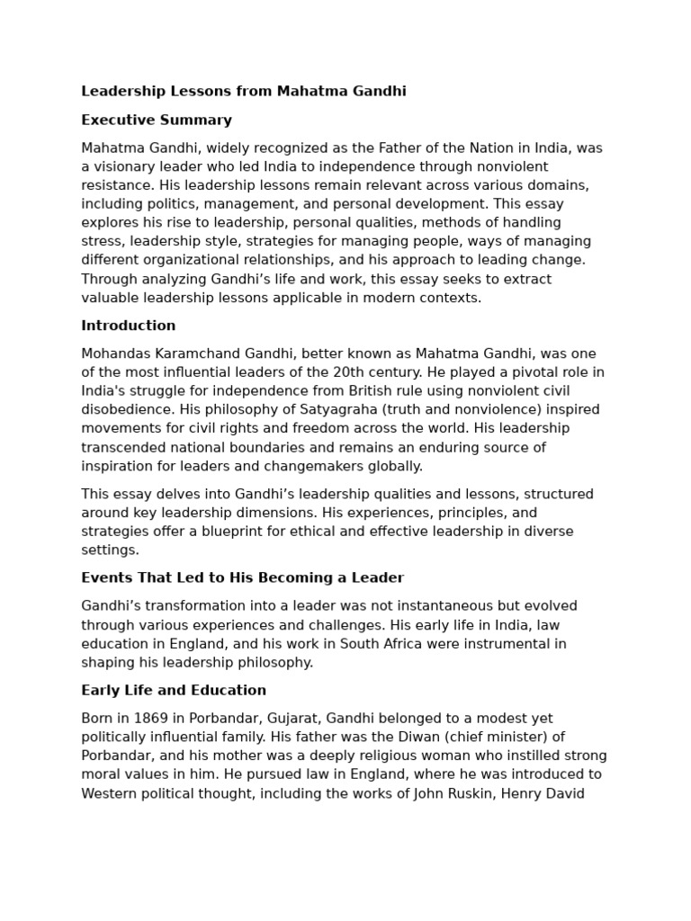 Gandhi's Timeless Leadership Lessons | PDF | Mahatma Gandhi | Leadership