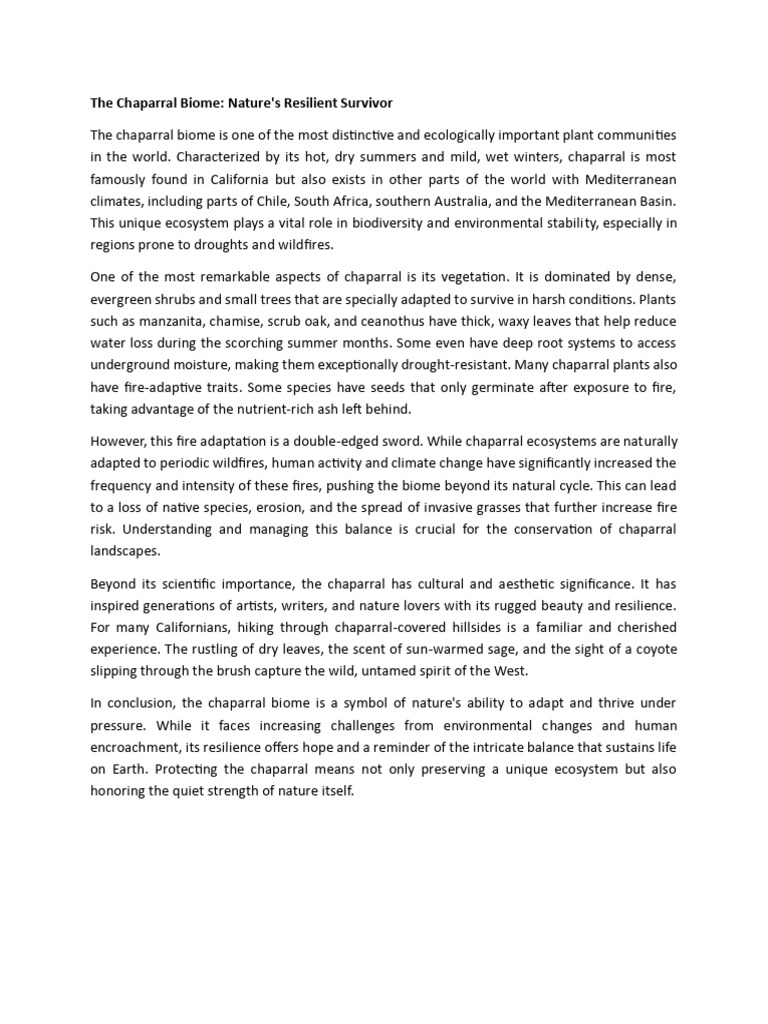Understanding the Chaparral Biome | PDF | Natural Environment | Ecology