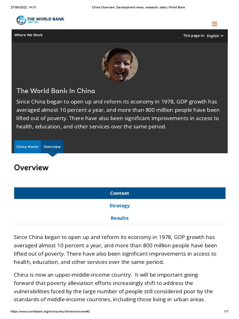 China Overview - Development News, Research, Data - World Bank | PDF | Economic Growth | World Bank