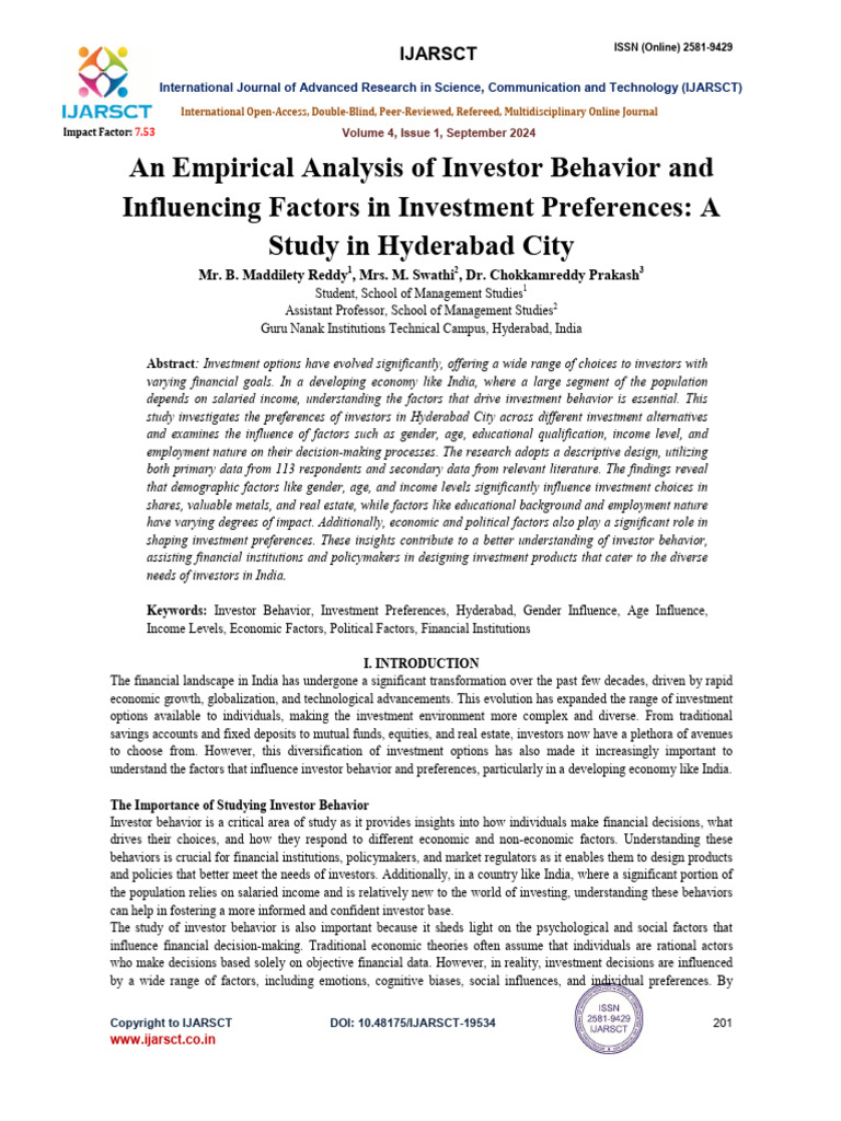 An Empirical Analysis of Investor Behavior | PDF | Investing ...