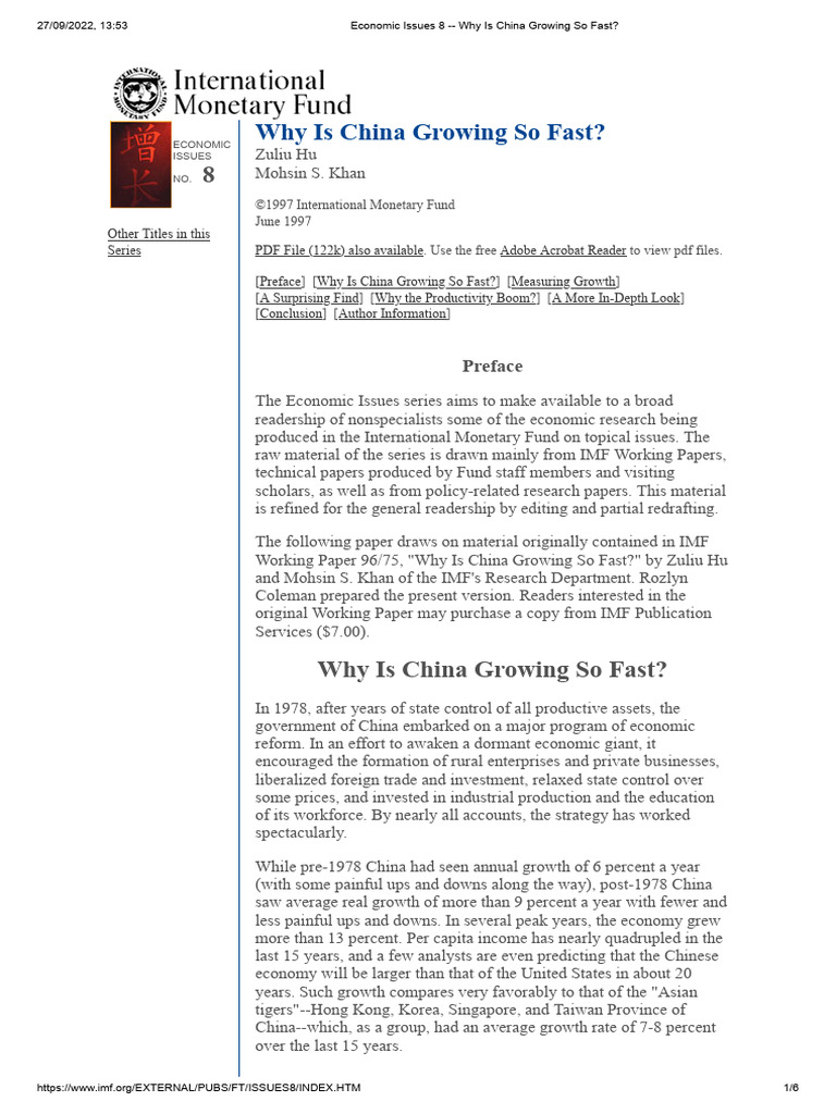 Economic Issues 8 - Why Is China Growing So Fast | PDF | Economic ...