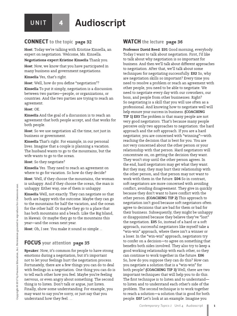 CONT TP LVL1 0648 U04 Audio | PDF | Negotiation | Communication