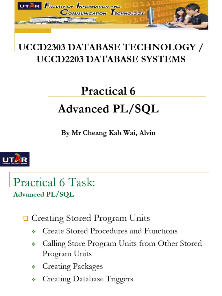 UCCD2303 Practical06 Slides Oracle FunctiomProcedure | PDF | Parameter (Computer Programming ...