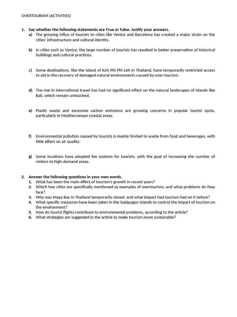 Activities Overtourism | PDF