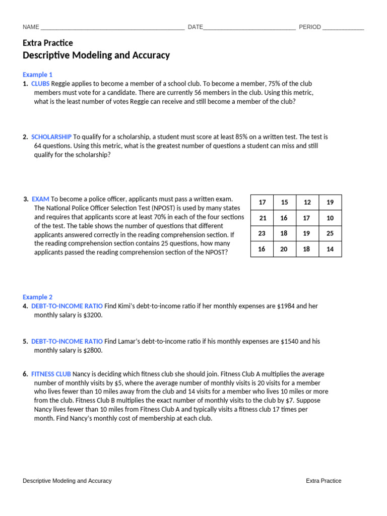 Descriptive Modeling Practice Exercises | PDF