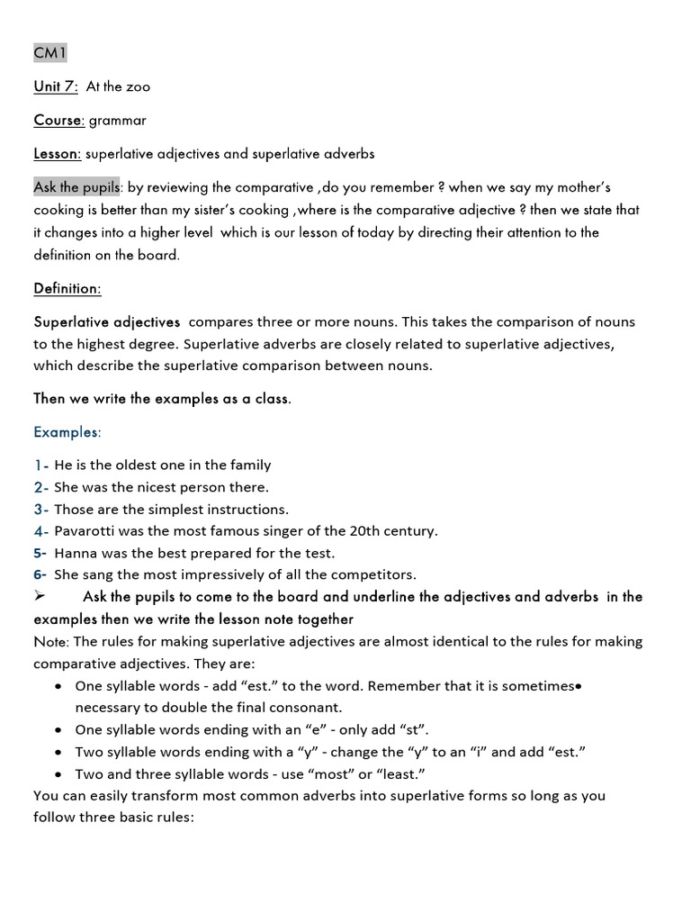 Grammar Superlatives | PDF