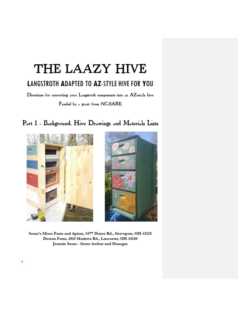 The Laazy Hive Langstroth Adapted To Az Style Hive For You | PDF ...